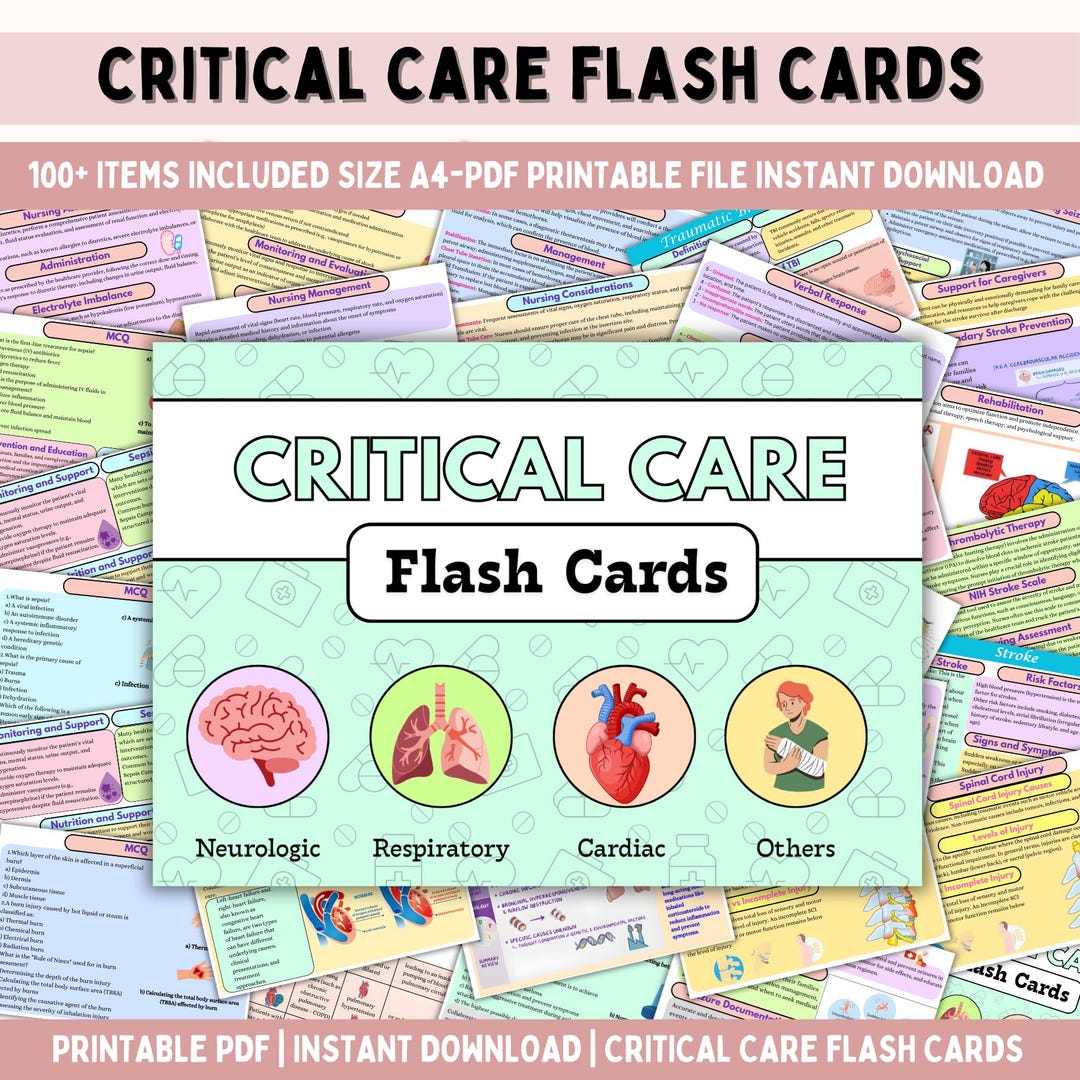 Critical Care Flash Cards | Study Guide Note | Critical Care Nurse ...