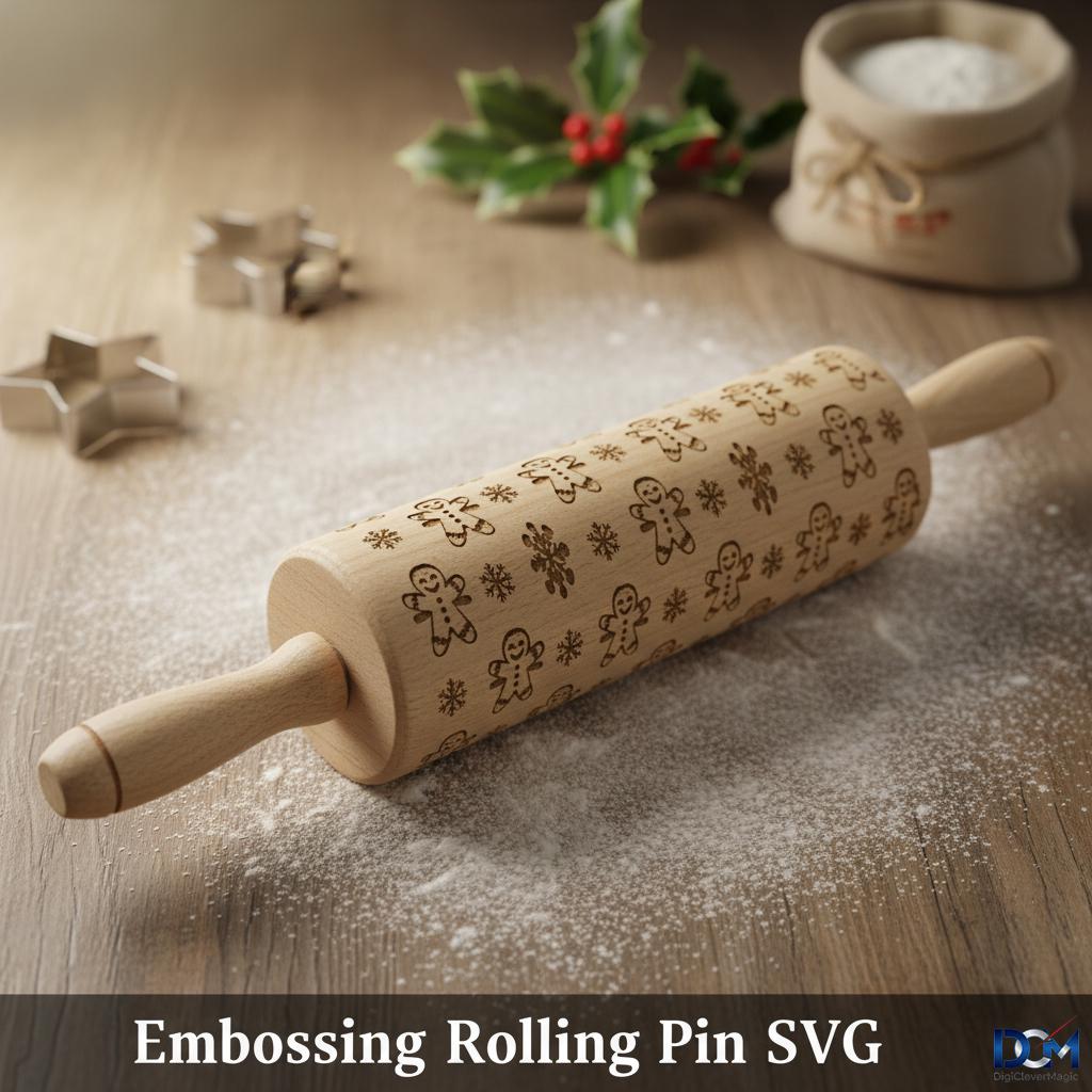 Christmas Rolling Pin SVG: Gingerbread, Snowflake Laser Cut File - Etsy