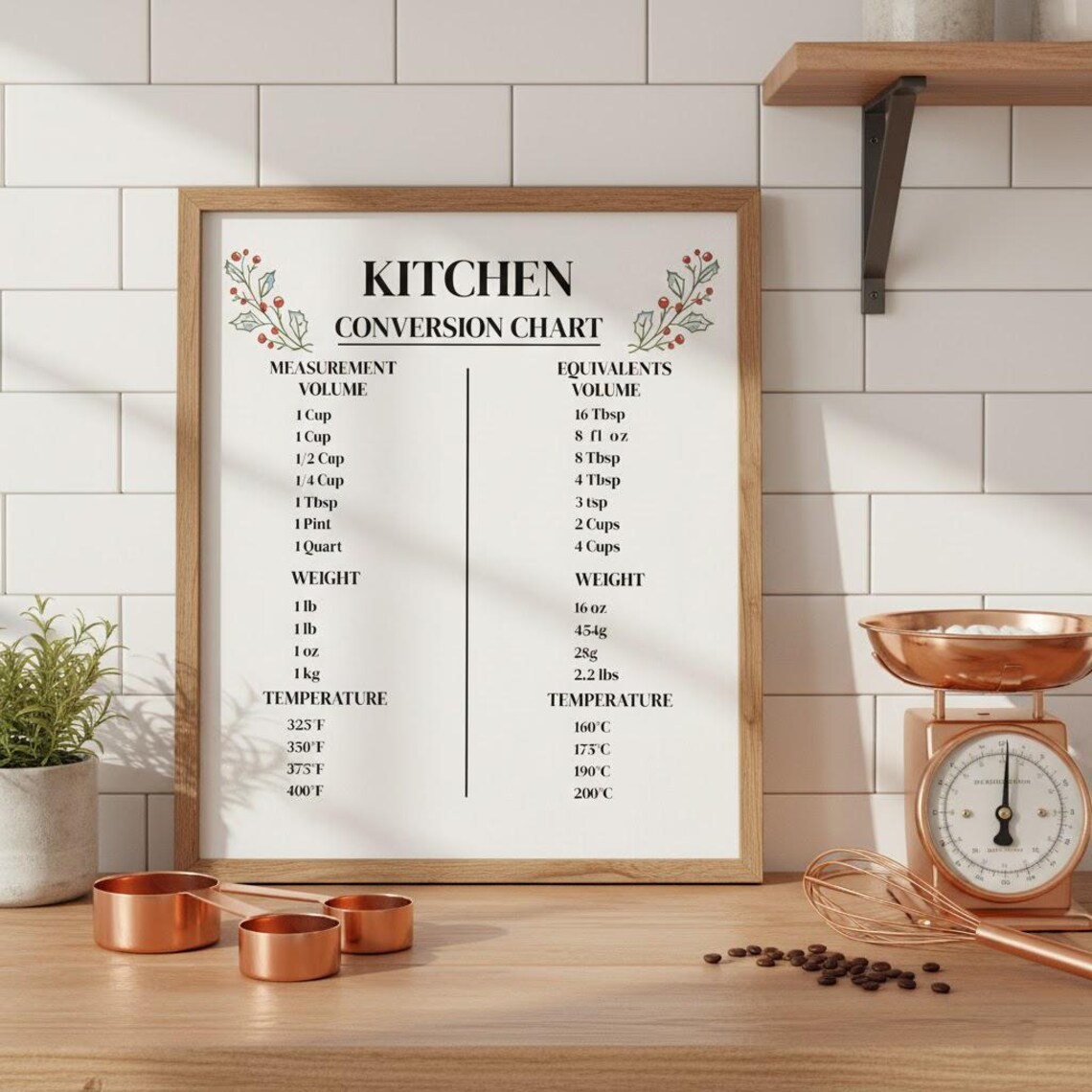 Kitchen Conversion Chart SVG: Glowforge Baking Cheat Sheet (digital ...