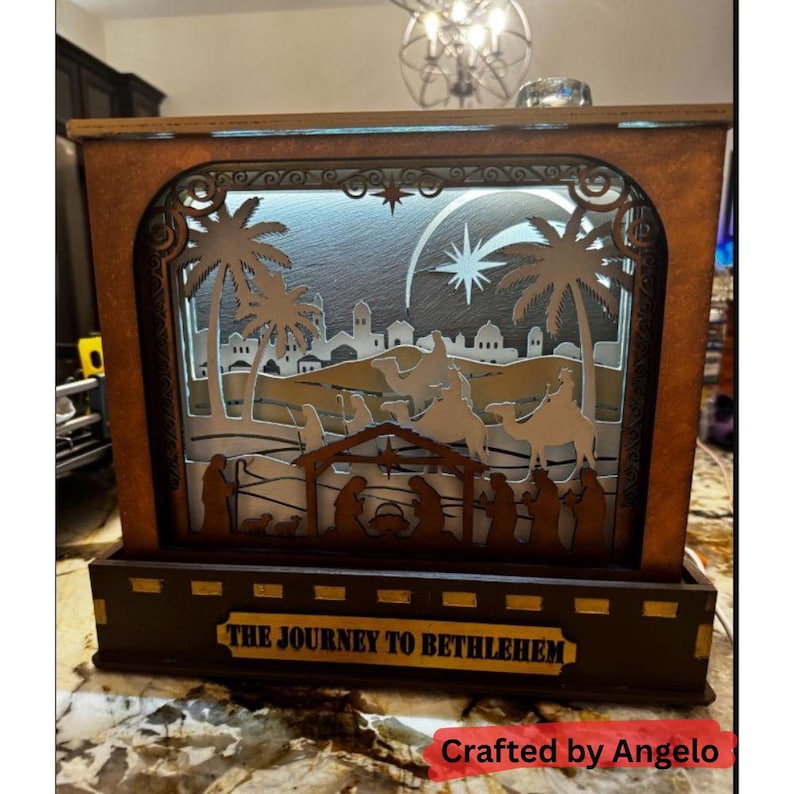 3D Nativity Scene SVG Shadow Box |layered Christmas Light Box Template ...