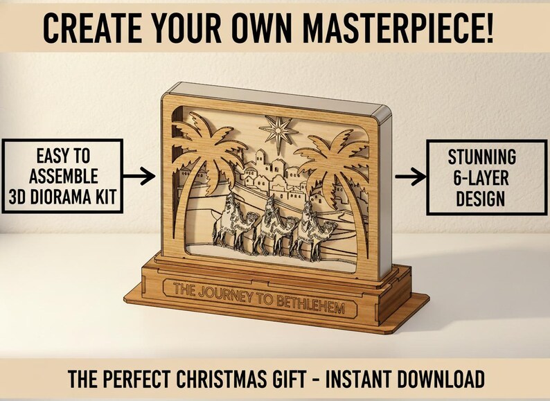 Christmas Nativity Diorama SVG | 3D Standing Scene Laser Cut File |easy ...