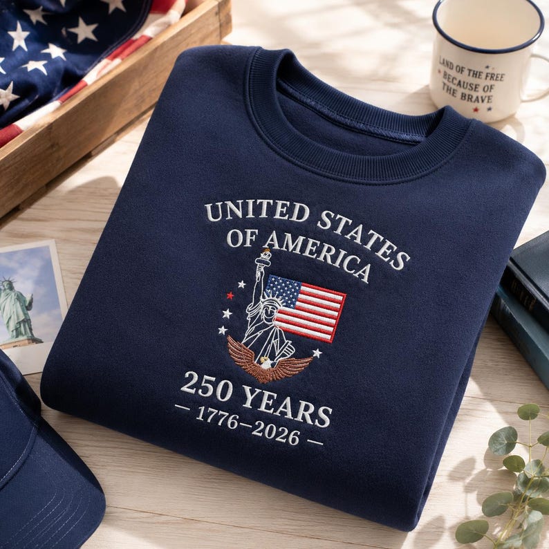 USA 250th Anniversary Embroidery Design: Statue of Liberty, Eagle ...