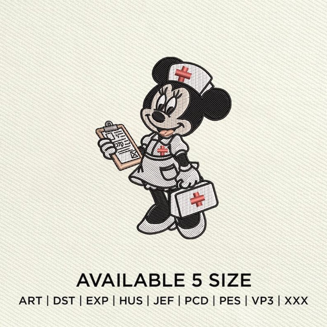 Nurse Mouse Embroidery Design, Cartoon Medical Stitch File (digital ...