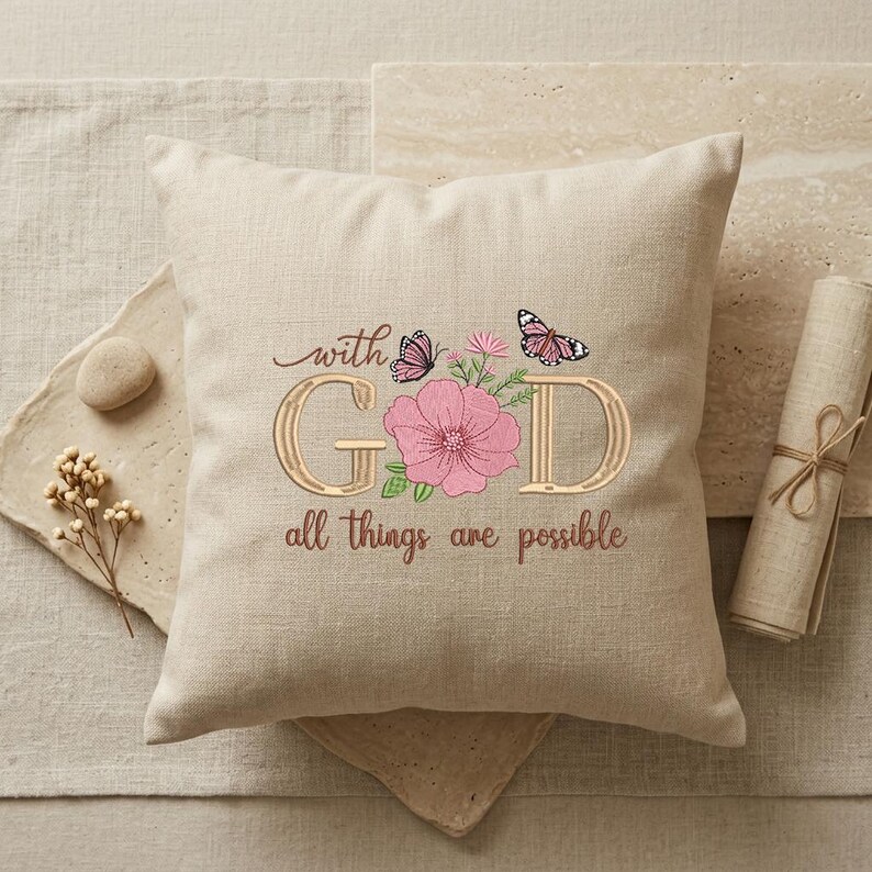 Floral Butterfly Embroidery Design, Christian Faith Bible Quote Machine ...