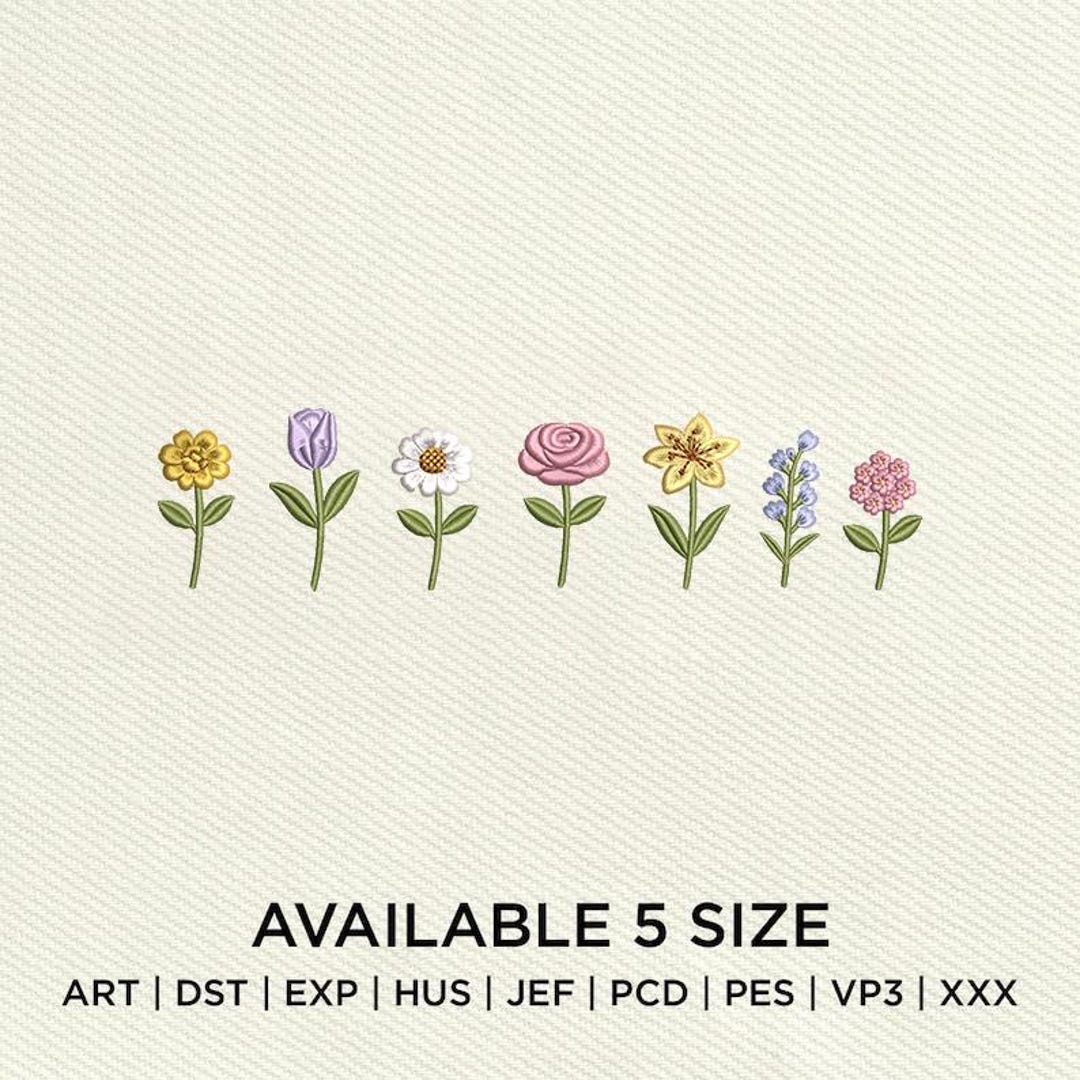 Mini Flower Embroidery Design, Wildflower Bundle Machine File (digital ...