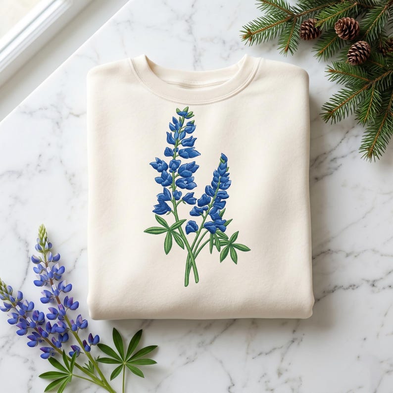 Bluebonnet Flower Embroidery Design, Texas Wildflower Bouquet Machine ...