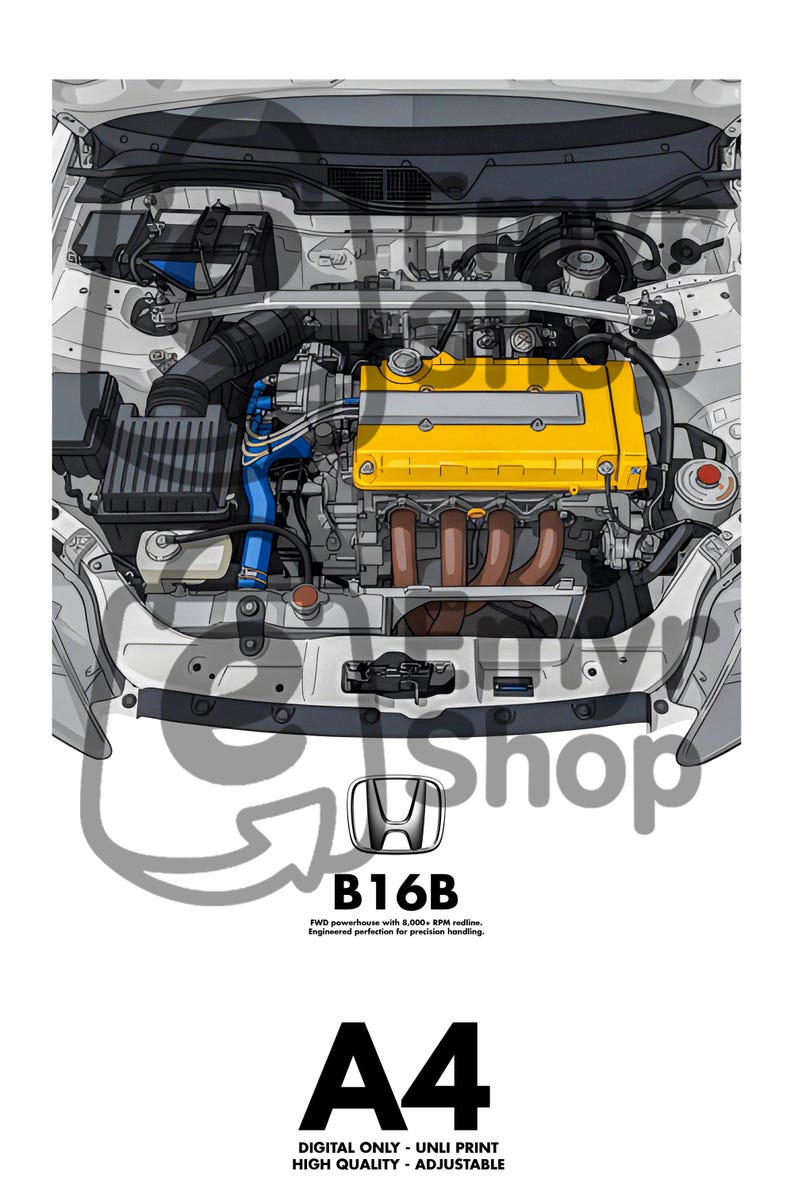 10 JDM Engine Blueprint Layout Poster Bundle: Japanese Car Art (digital ...
