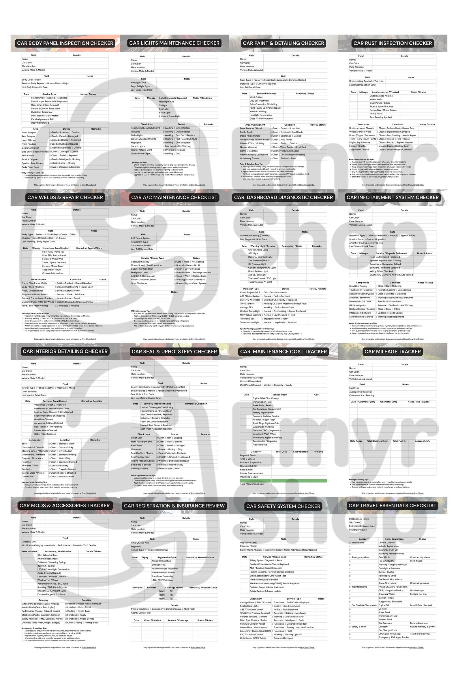 Car Transmission Maintenance Checklist: Editable Printable (canva & PDF ...