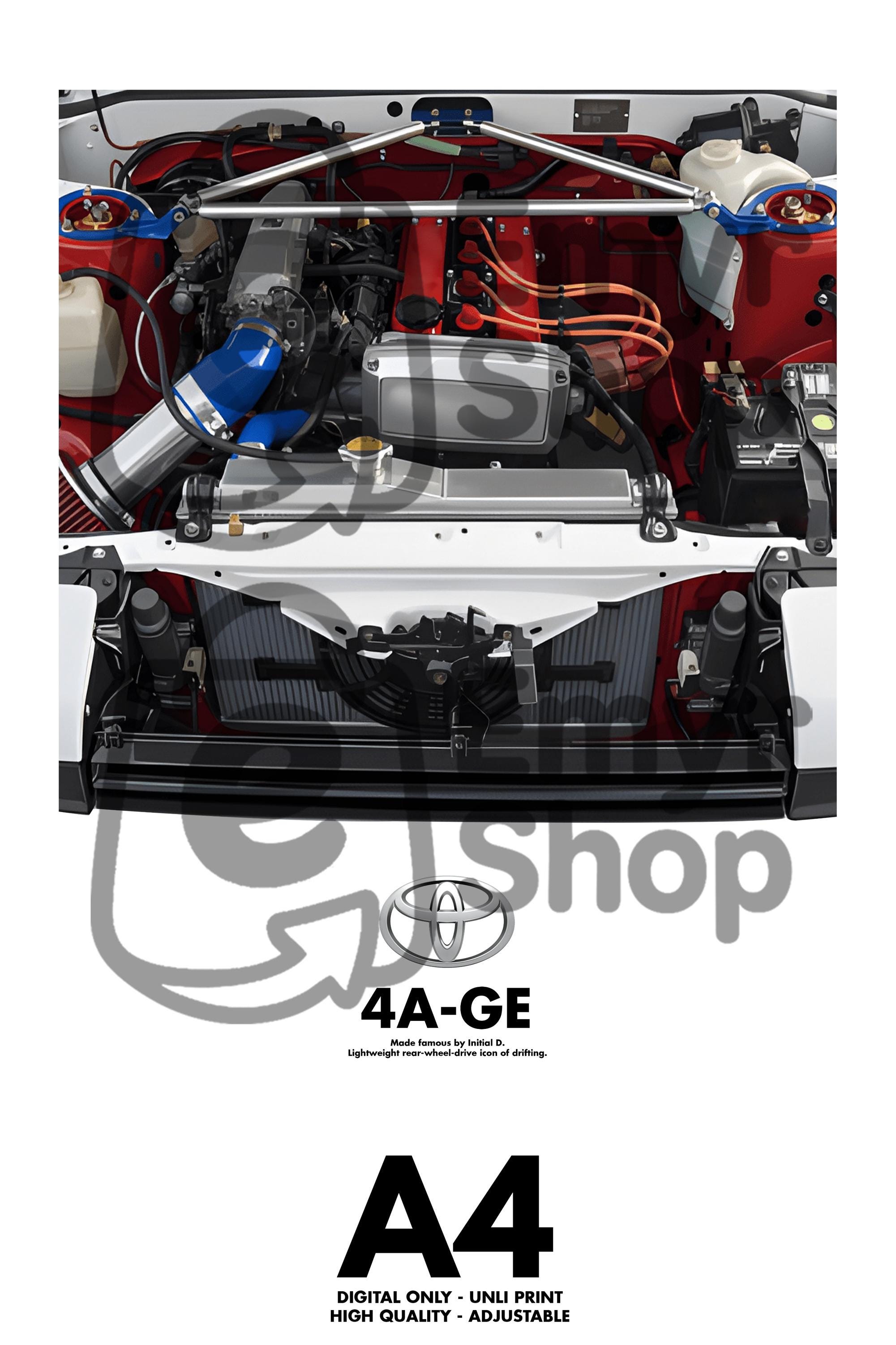 10 JDM Engine Blueprint Layout Poster Bundle: Japanese Car Art (digital ...