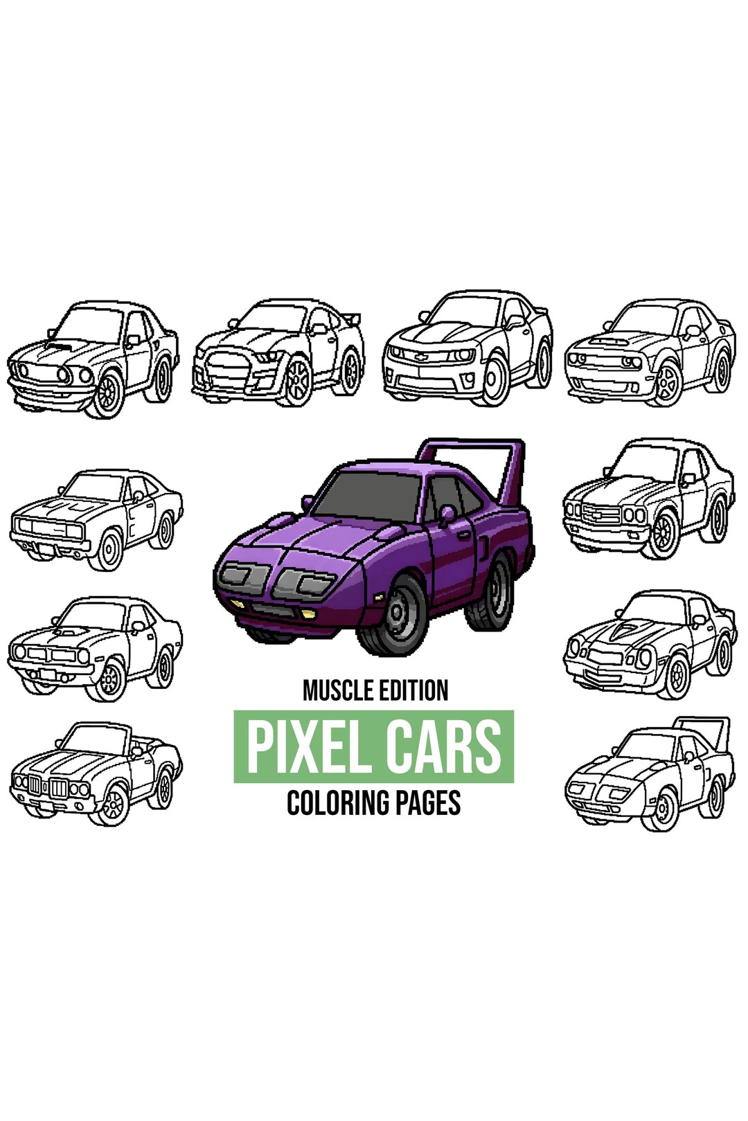 10 Pixel Car Coloring Pages – Muscle Cars, Printable, Kids & Car ...