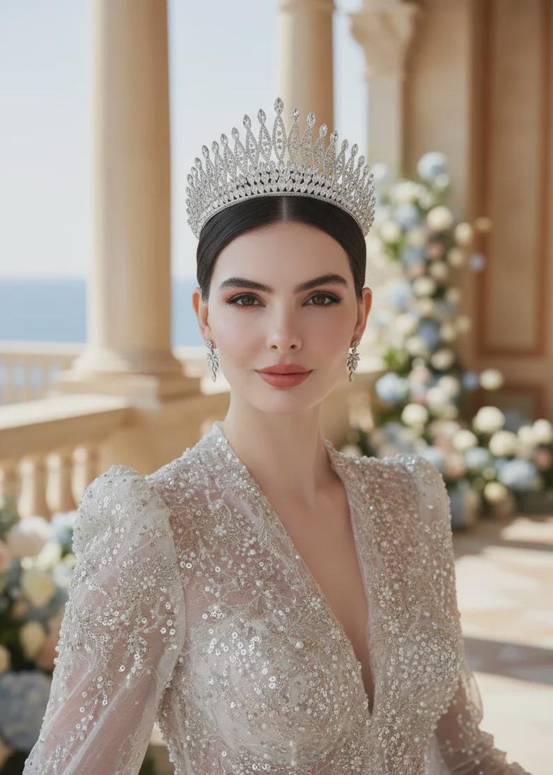 Tall Bridal Crown Headpiece | Regal Statement Wedding Crown - Etsy