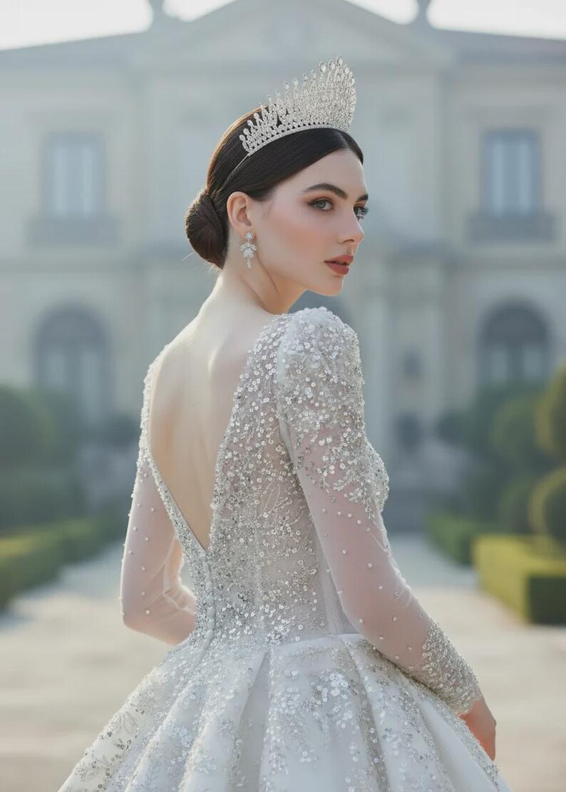 Tall Bridal Crown Headpiece | Regal Statement Wedding Crown - Etsy