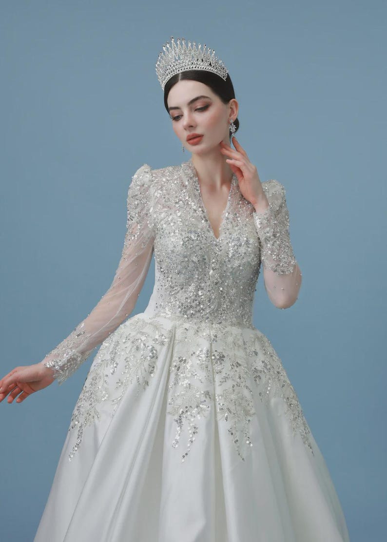 Tall Bridal Crown Headpiece | Regal Statement Wedding Crown - Etsy