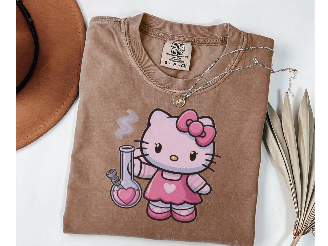 Funny Hello Kitty Smoking Graphic Tee, Comic Unisex Shirt - Etsy UK