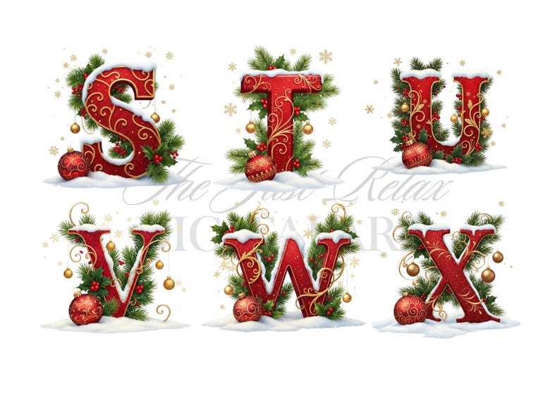 Christmas Alphabet Clipart Set | A–Z Letter PNG Bundle | Holiday ...