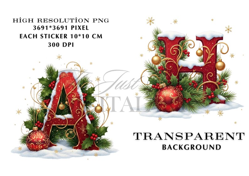 Christmas Alphabet Clipart Set | A–Z Letter PNG Bundle | Holiday ...