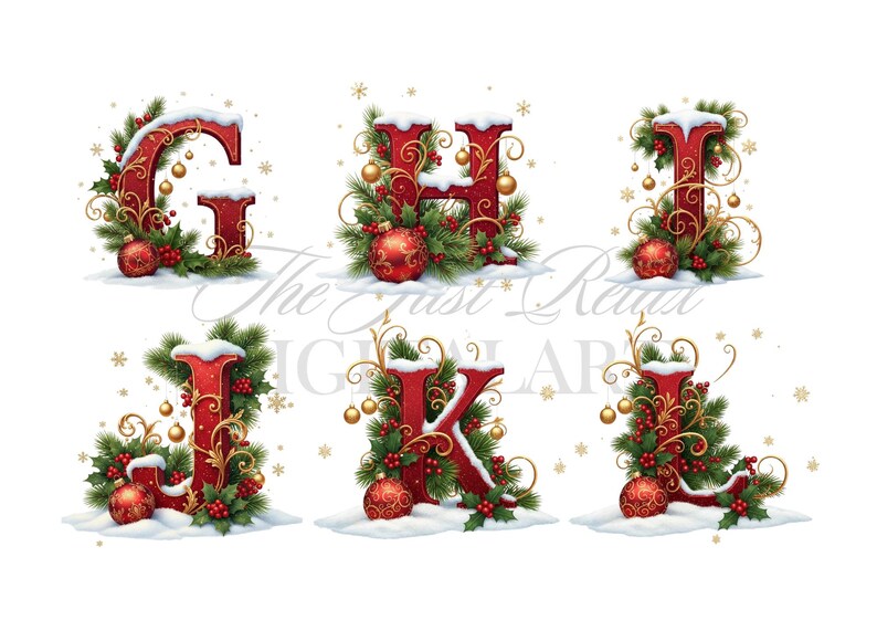 Christmas Alphabet Clipart Set | A–Z Letter PNG Bundle | Holiday ...
