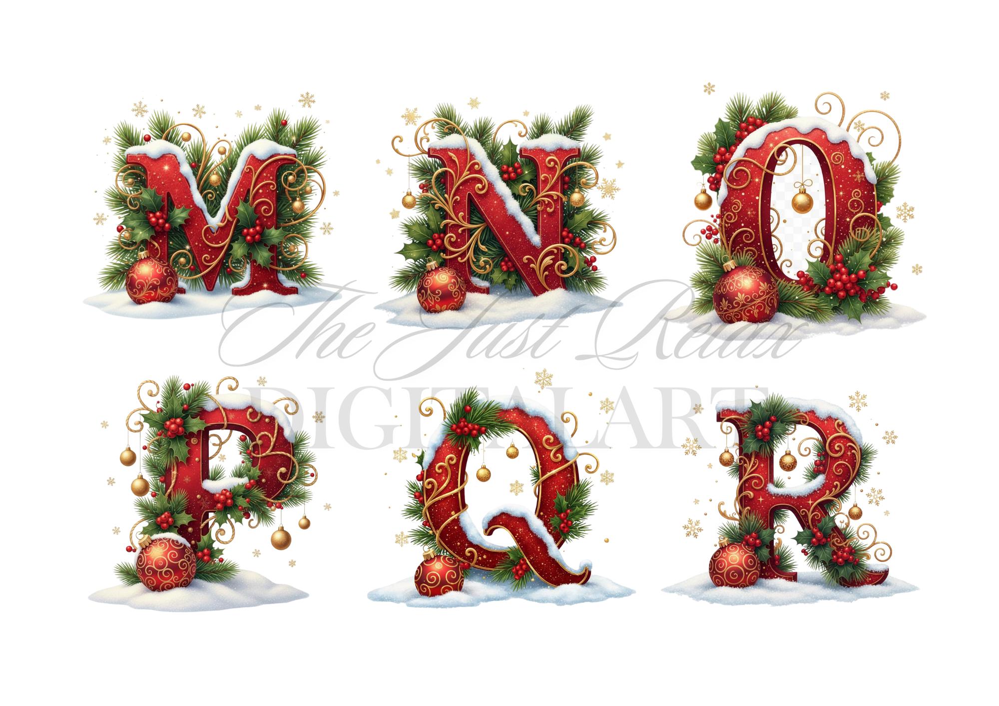 Christmas Alphabet Clipart Set | A–Z Letter PNG Bundle | Holiday ...