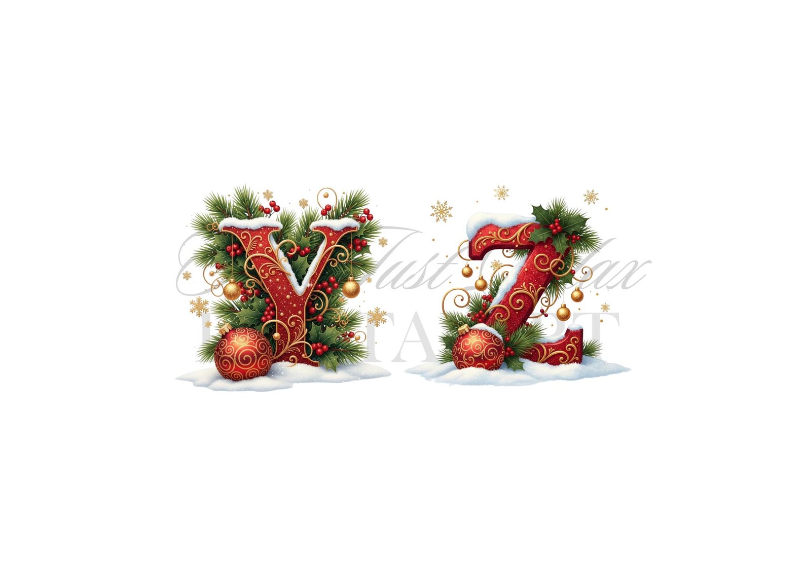Christmas Alphabet Clipart Set | A–Z Letter PNG Bundle | Holiday ...