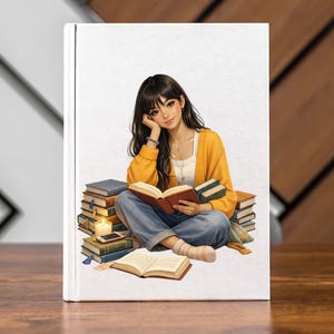 Book Lover Clipart PNG Set | Cozy Reading Girl Illustrations (digital ...