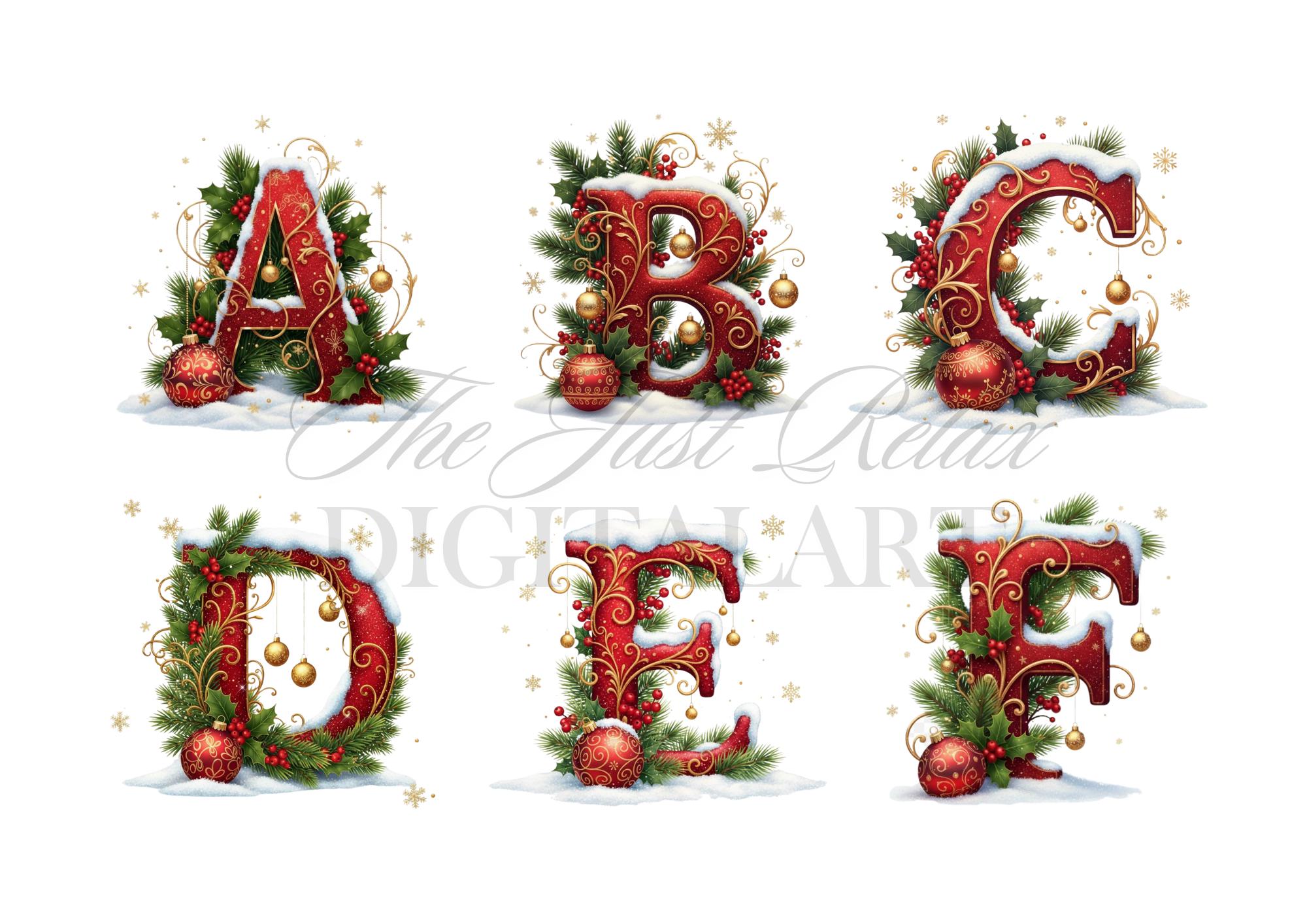 Christmas Alphabet Clipart Set | A–Z Letter PNG Bundle | Holiday ...