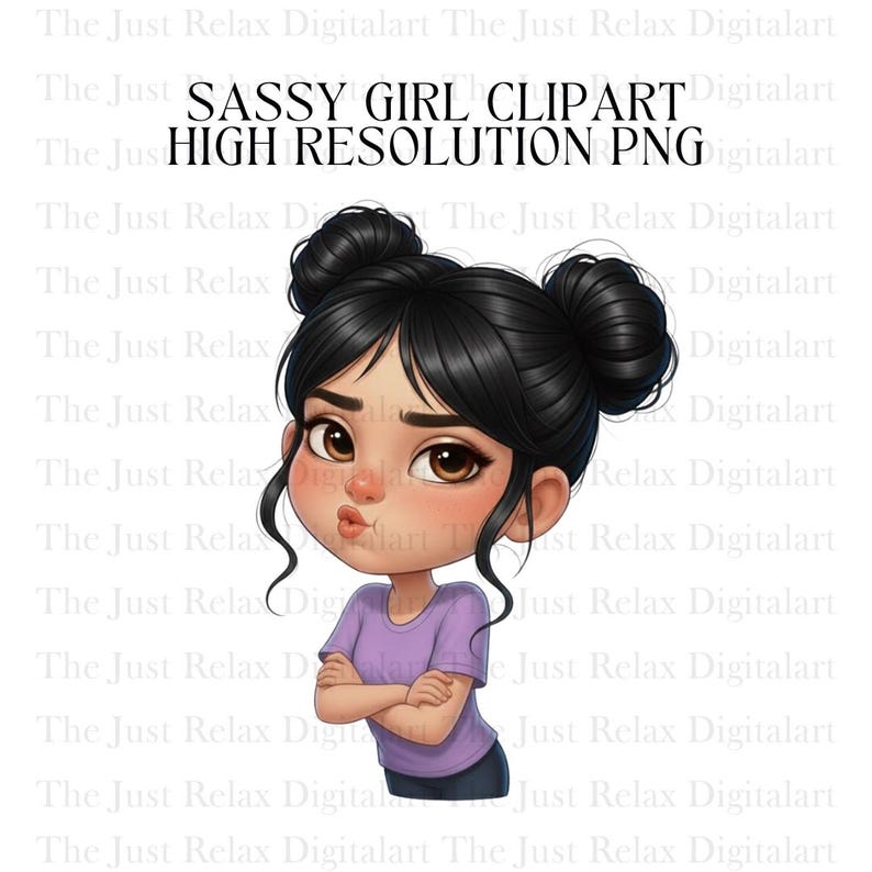 Sassy Girl Clipart Bundle – Funny Cartoon PNG Illustrations (digital ...