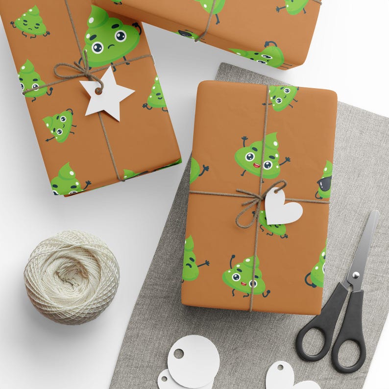 Poop Emoji Wrapping Paper, Funny Gift Wrap for Pranking Friends, Gag ...