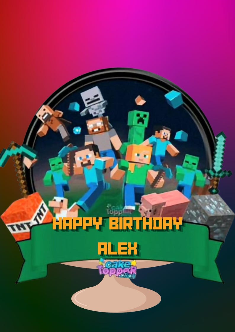 Minecraft, Cake Topper Shaker Minecraft, Minecraft Cake Decoration for ...