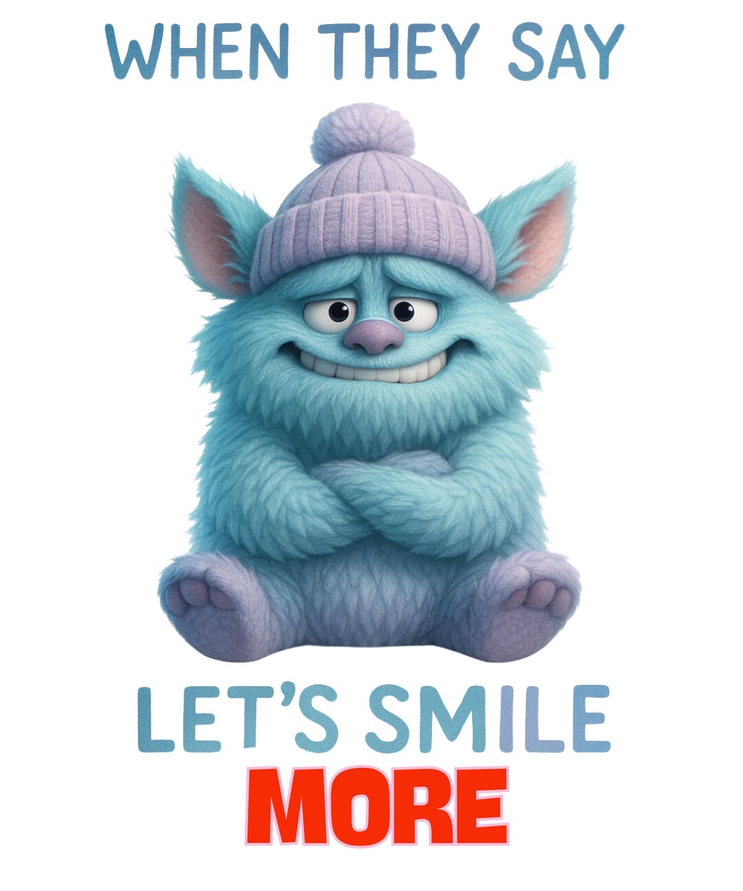 Funny Monster PNG | Grumpy Blue Character | Holiday Humor Design - Etsy