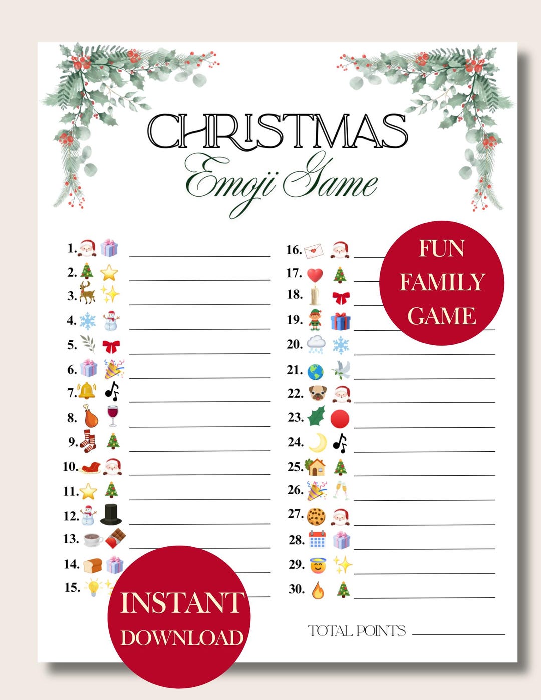 Christmas Emoji Game Printable, Christmas Party Game, Holiday Guessing ...