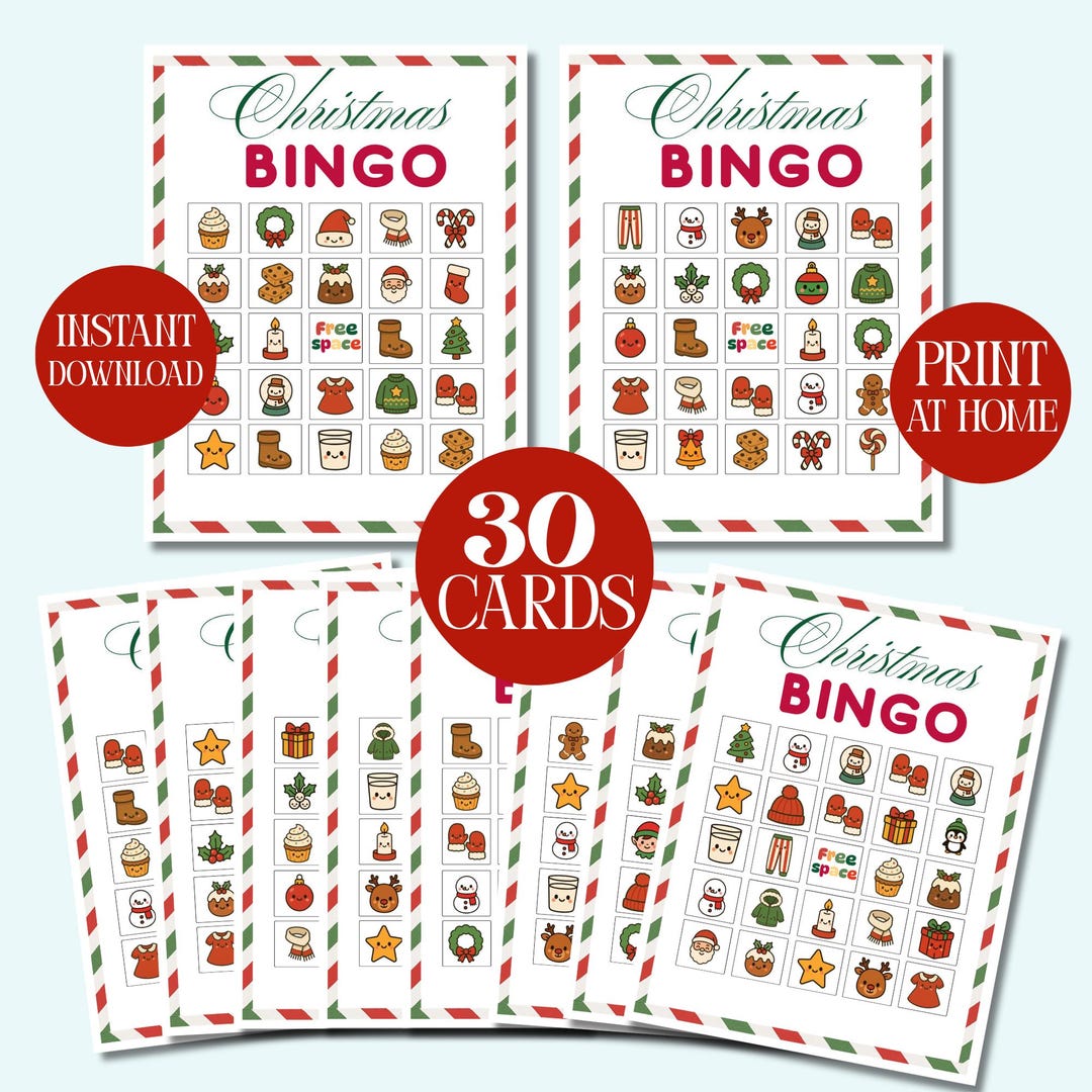 Christmas Bingo, 30 Christmas Bingo Cards, Christmas Games, Christmas ...