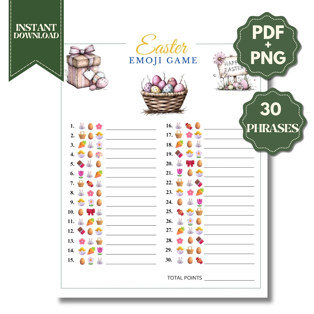 Easter Emoji Game Printable for Kids, Easter Party Game, Easter Emoji ...
