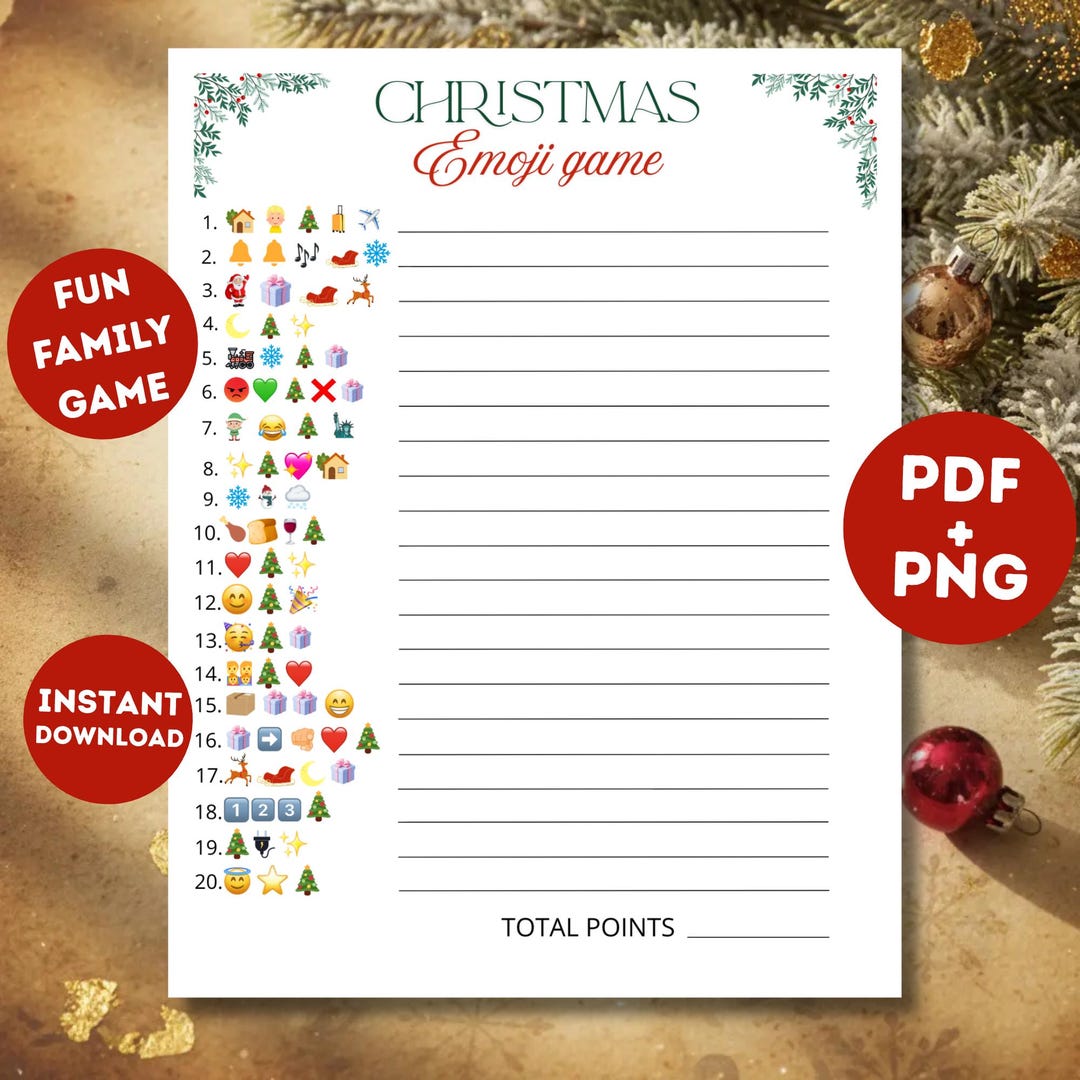Christmas Emoji Game, Christmas Game, Printable Holiday Games for Kids ...
