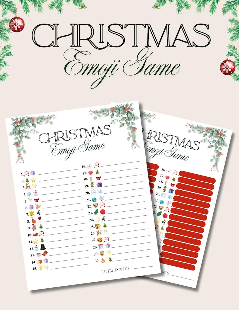Christmas Emoji Game, Christmas Game, Printable Holiday Games for Kids ...