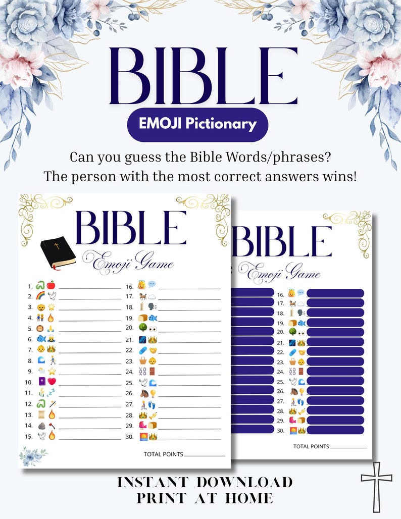 Bible Emoji Game Printable | Christian Pictionary Game | Fun Religious ...