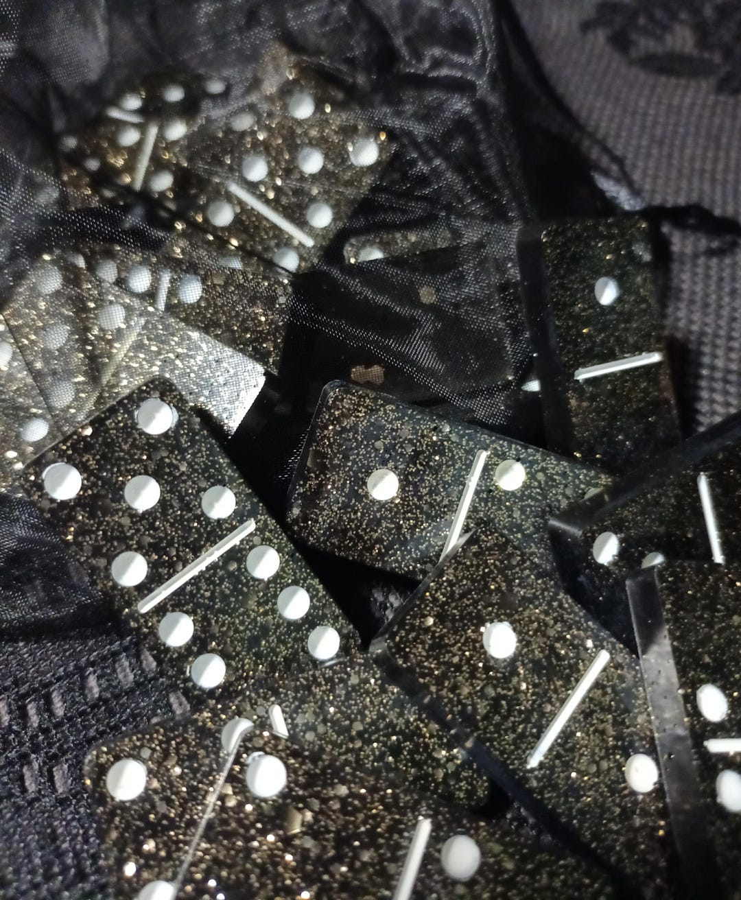 Resin Domino Set,black With Gold Glitter, Halloween,gift,gothic - Etsy