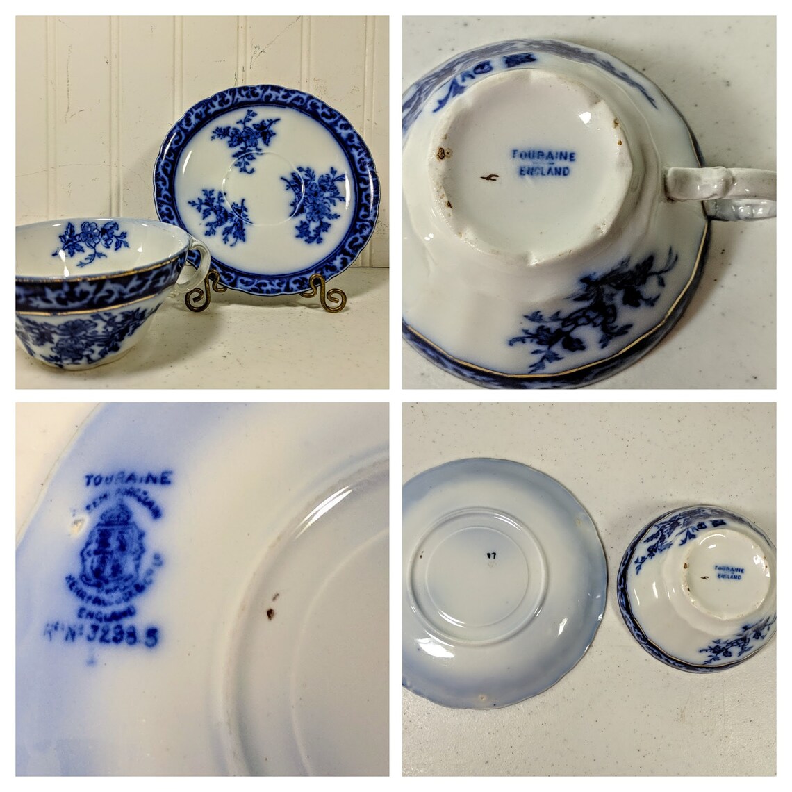 Flow Blue Cup and Saucer Set Touraine Pattern Henry Alcock & | Etsy