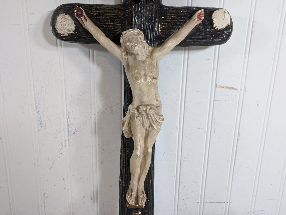Chalkware Crucifix Oversized Plaster Cross Religious Icon | Etsy