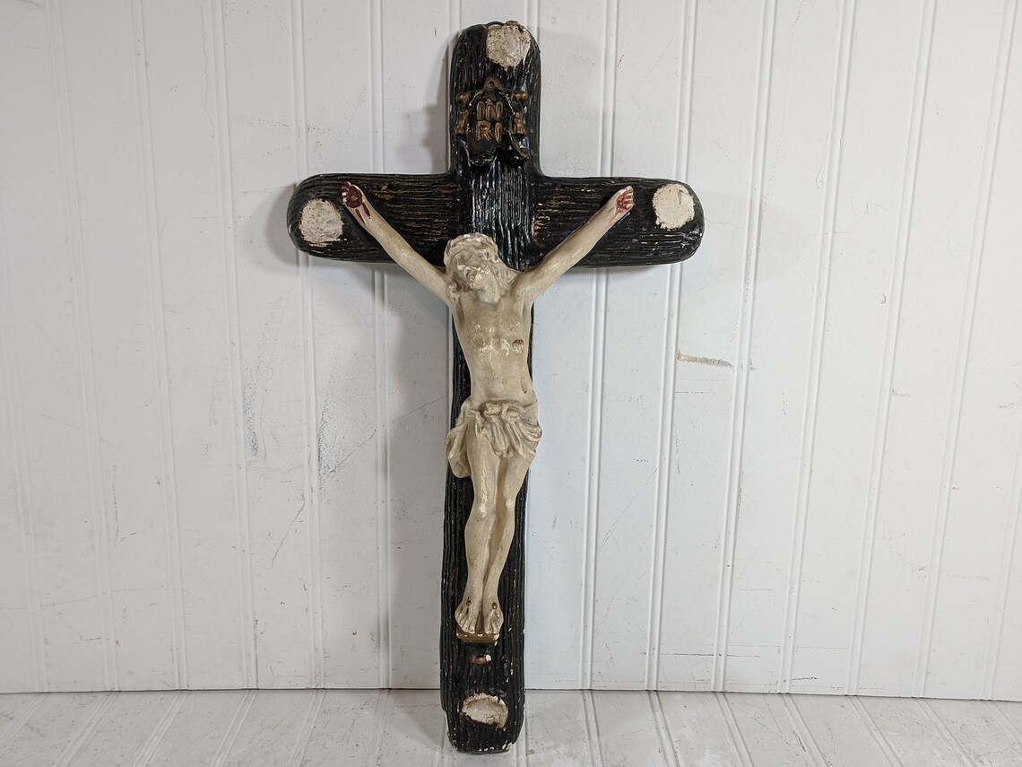 Chalkware Crucifix Oversized Plaster Cross Religious Icon | Etsy