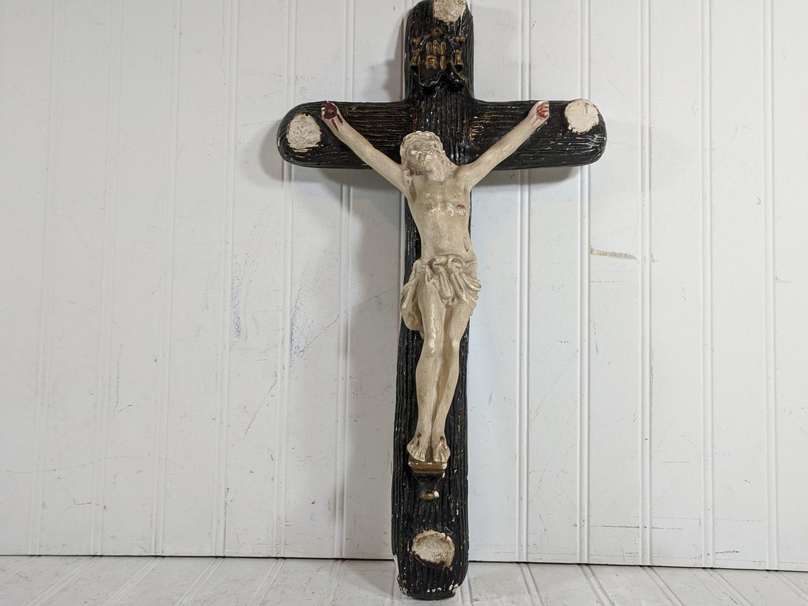 Chalkware Crucifix Oversized Plaster Cross Religious Icon | Etsy