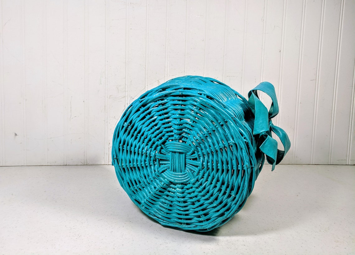 Turquoise Wicker Basket Wedding Bridesmaid Flower Basket Beach - Etsy