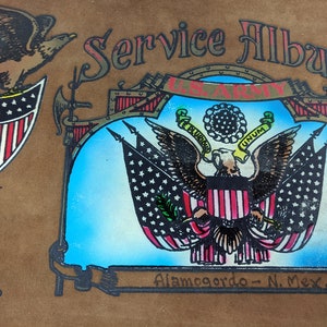 US Army Service Album Leather Suede Cover Hand Painted Eagle Patriotic ...