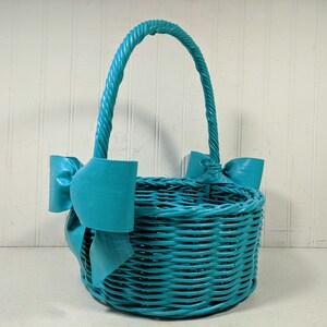 Turquoise Wicker Basket Wedding Bridesmaid Flower Basket Beach Blue ...
