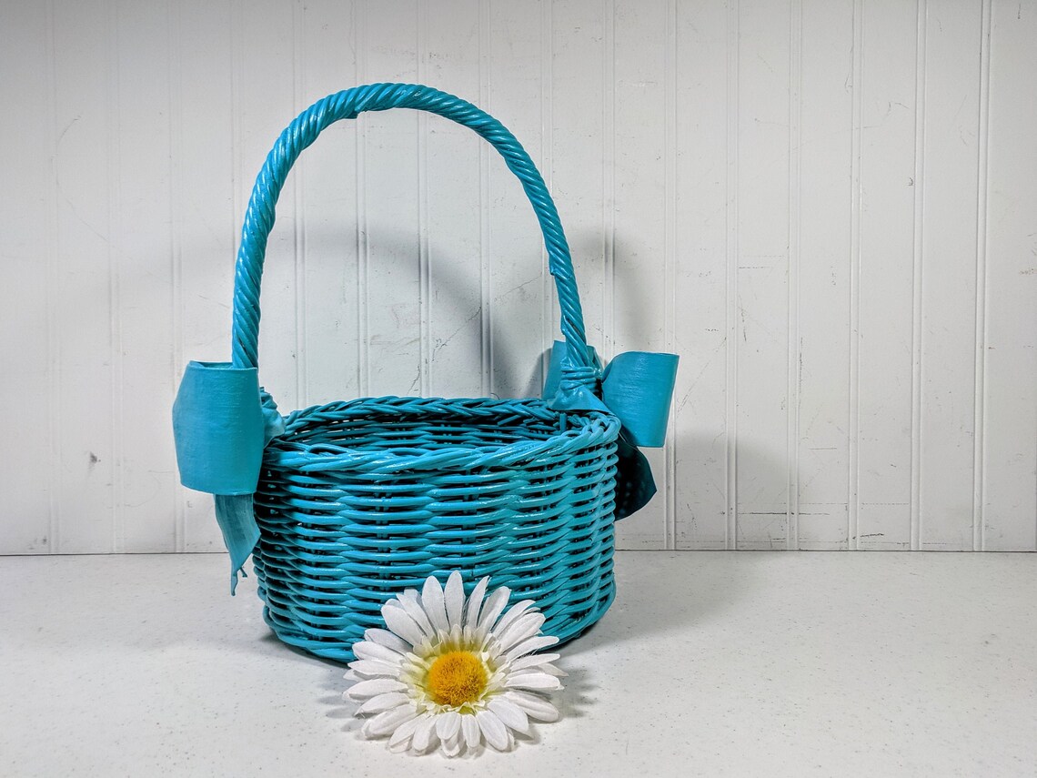 Turquoise Wicker Basket Wedding Bridesmaid Flower Basket Beach - Etsy