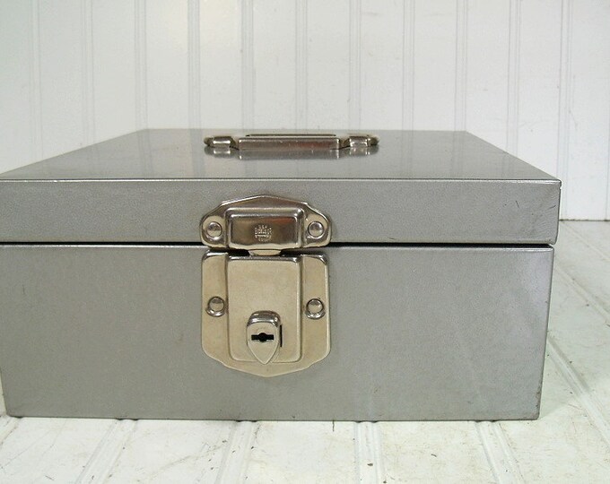 Industrial Metal Check File Box Vintage Hamilton Metal Products Co ...