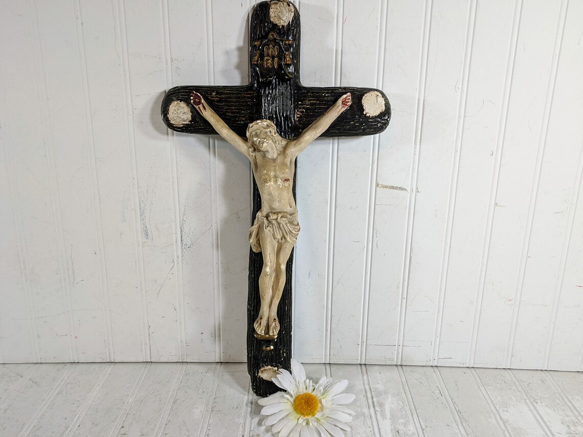 Chalkware Crucifix Oversized Plaster Cross Religious Icon - Etsy
