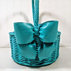 Turquoise Wicker Basket Wedding Bridesmaid Flower Basket Beach Blue ...