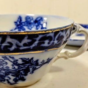 Flow Blue Cup and Saucer Set Touraine Pattern Henry Alcock & Co ...