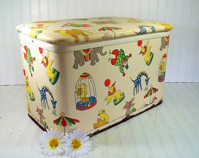 Retro Circus Vinyl Storage Hassock by Pearl Wick - Vintage Colorful ...