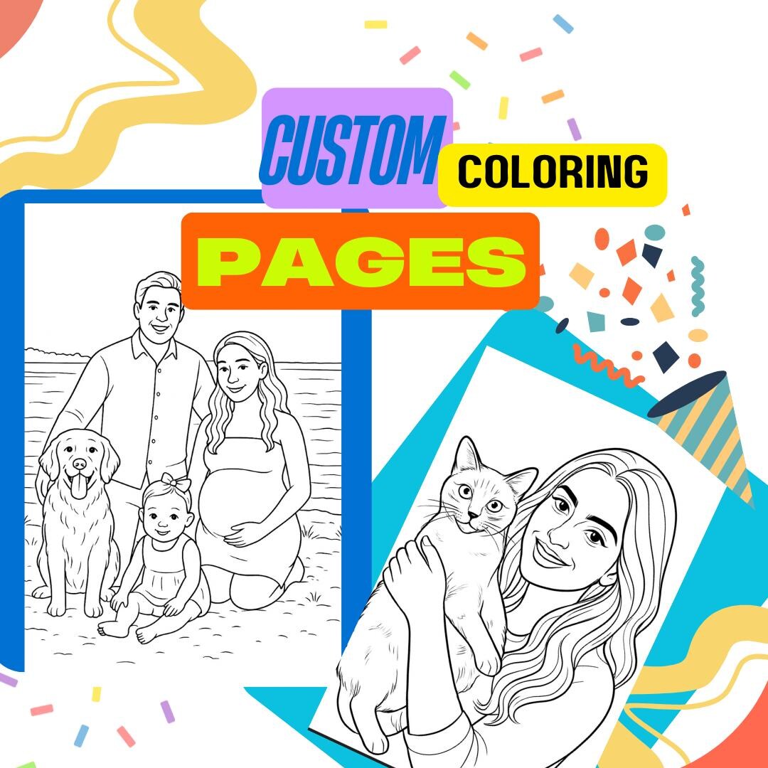 Custom Coloring Pages From Photo, Personalized Coloring Page, Custom ...